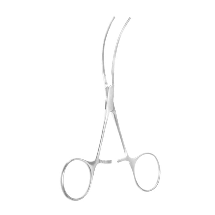5″ Neonatal Vascular Clamp – Straight Jaws, Curved Shank - Surgical Mark
