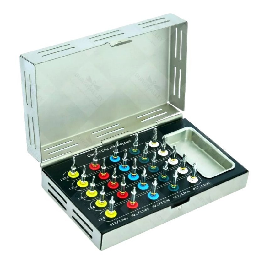 Conical Drill Kit with Stopper – Dental Conical Implant Surgical Drill ...